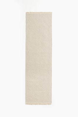 Beige Cotton Runner Rug with Fringe at H&M Home | H&M US