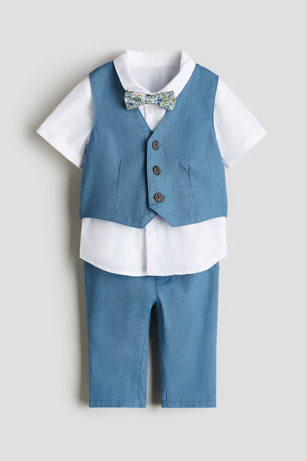 Ensemble habillé 4 pièces en lin mélangé - Blanc/bleu - ENFANT | H&M BE