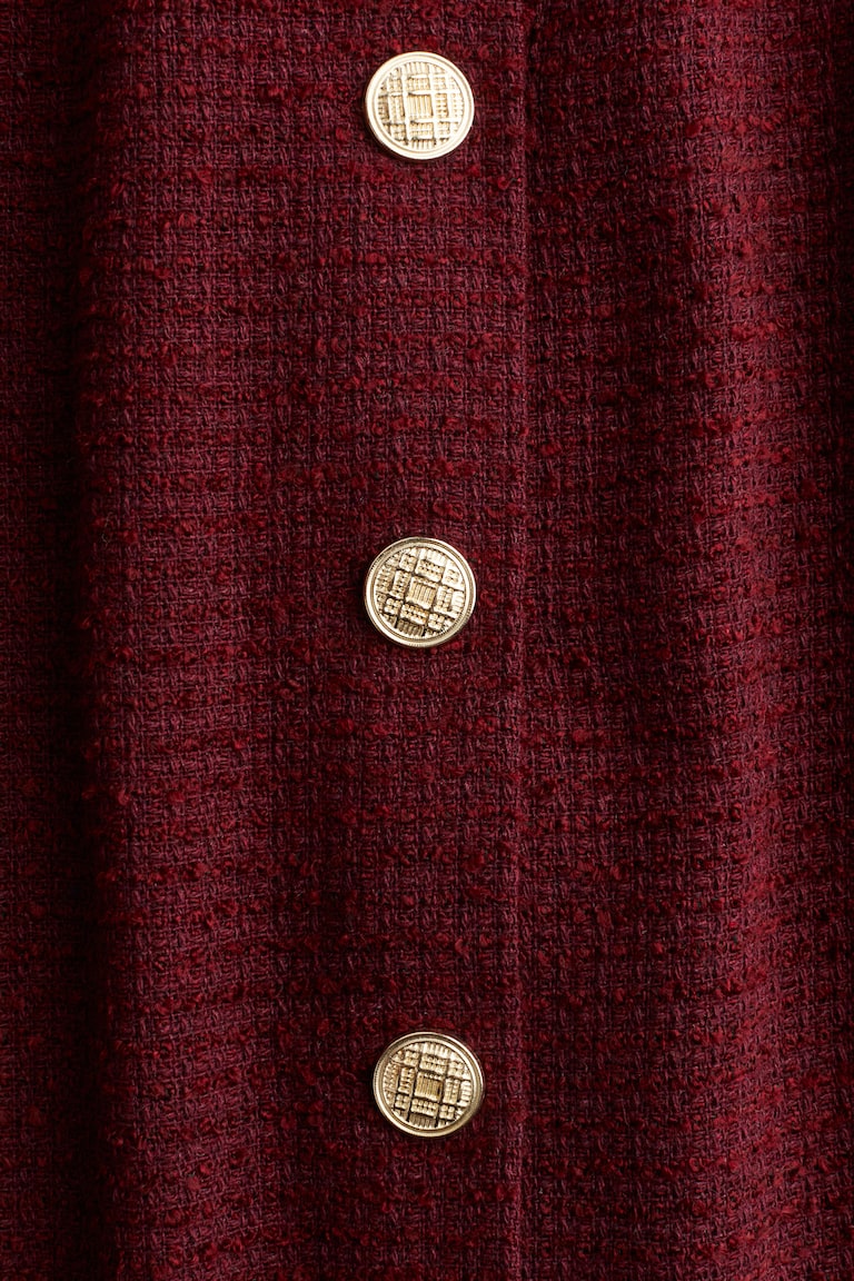 Women's Burgundy Button-Front Bouclé Dress | H&M US