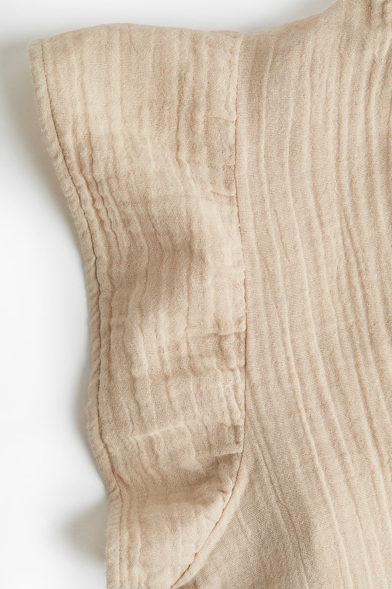 Flutter-Sleeved Muslin Blouse - Beige - Ladies | H&M US