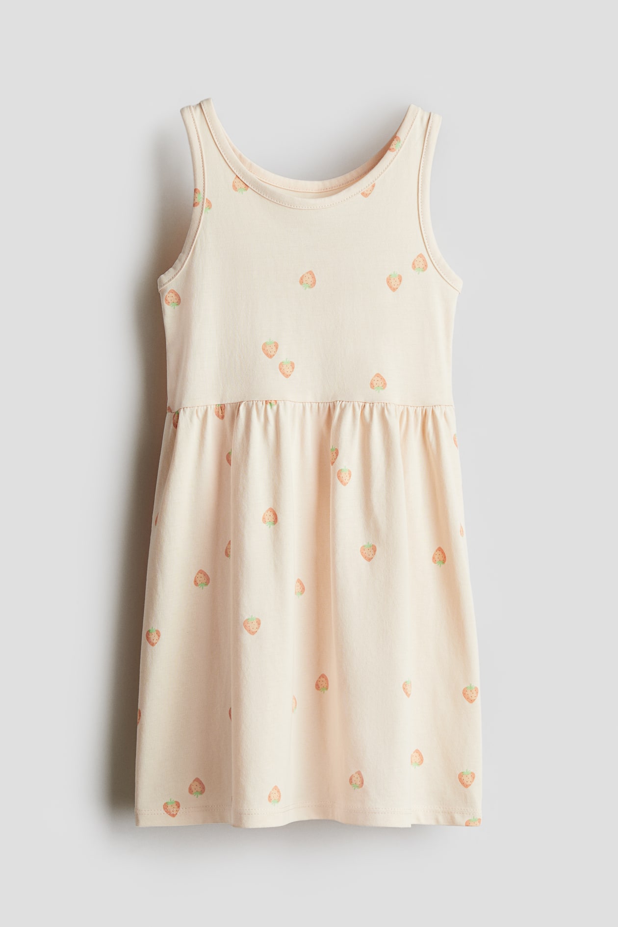 Light peach/Strawberries Patterned cotton dress for kids | H&M IN