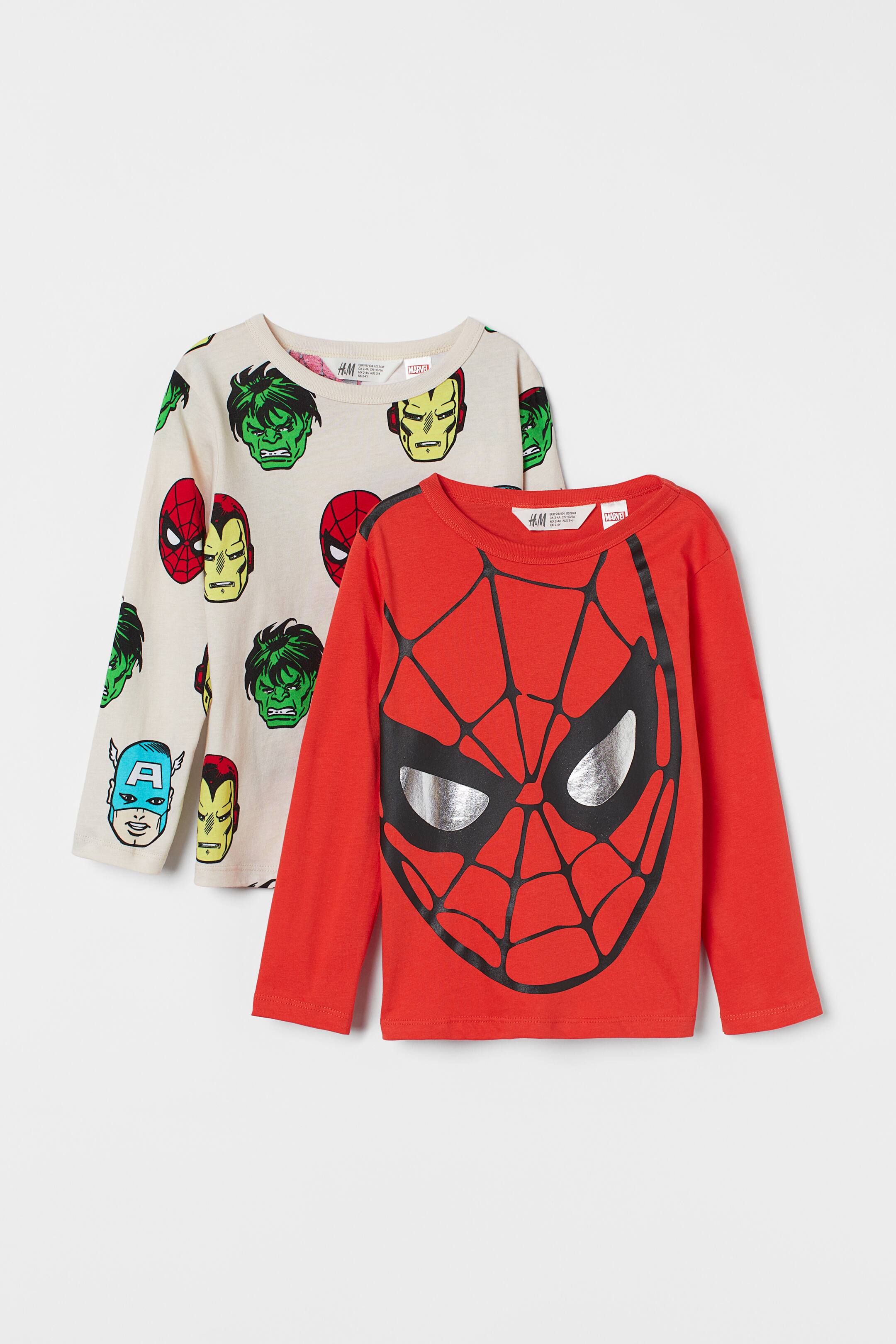 2-pack Printed Jersey Shirts - Red/Marvel Comics - Kids | H&M US