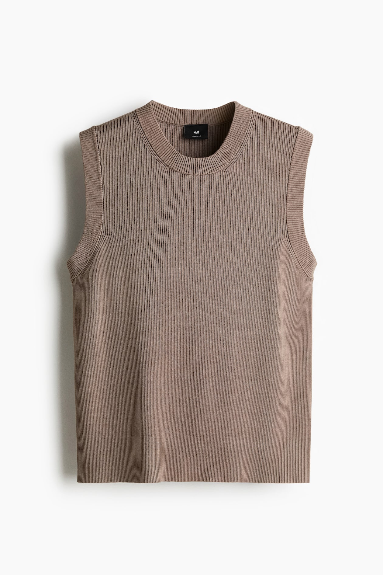 Men’s Dark beige Regular-Fit Ribbed Sweater Vest | H&M CA