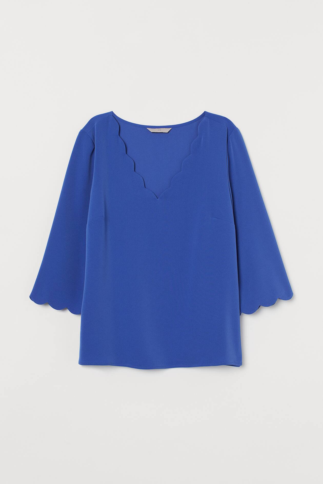 Scallop-trimmed blouse - Cornflower blue - Ladies | H&M HK