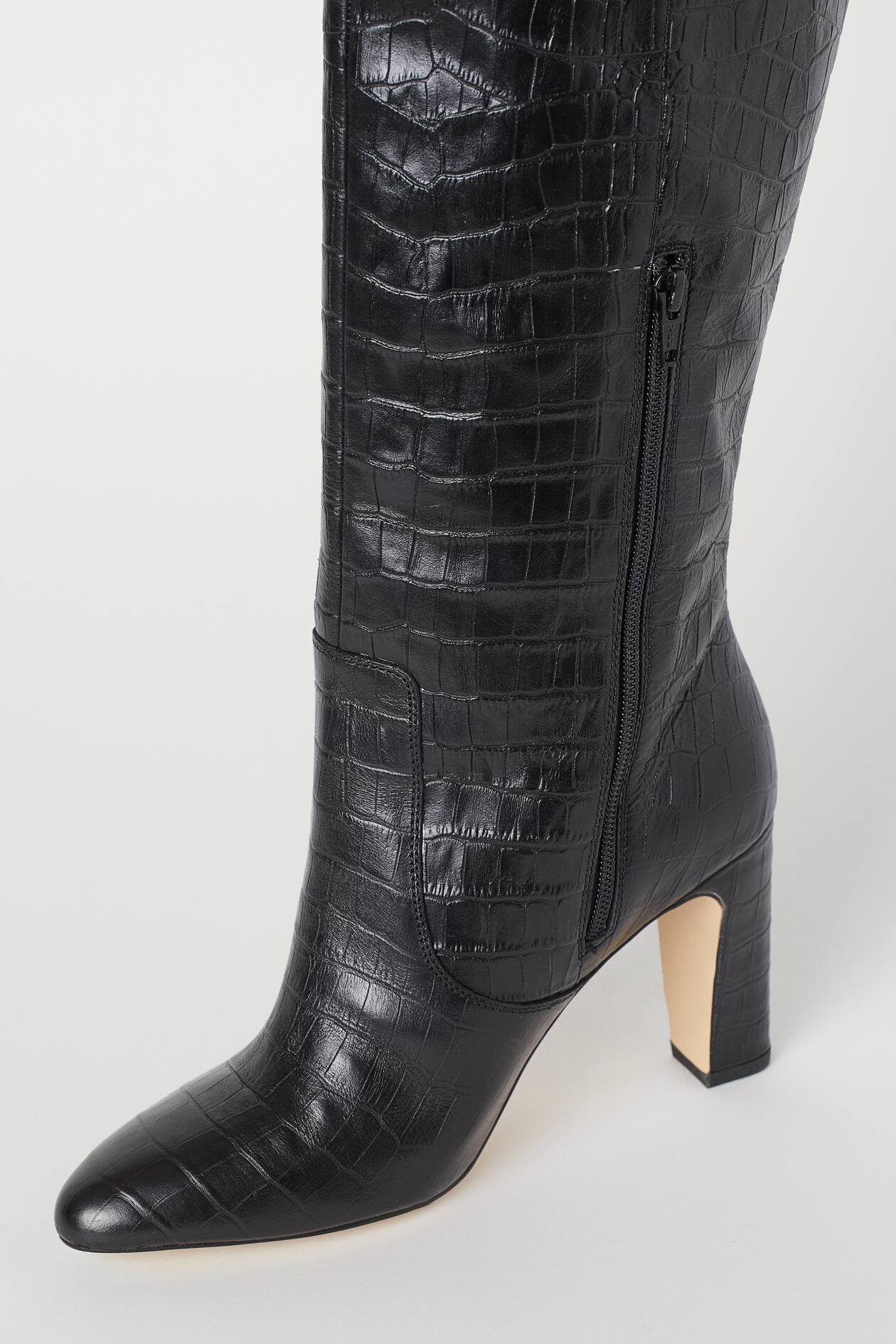 Overknee-Stiefel aus Leder - Hoher Absatz - Schwarz - Ladies | H&M AT