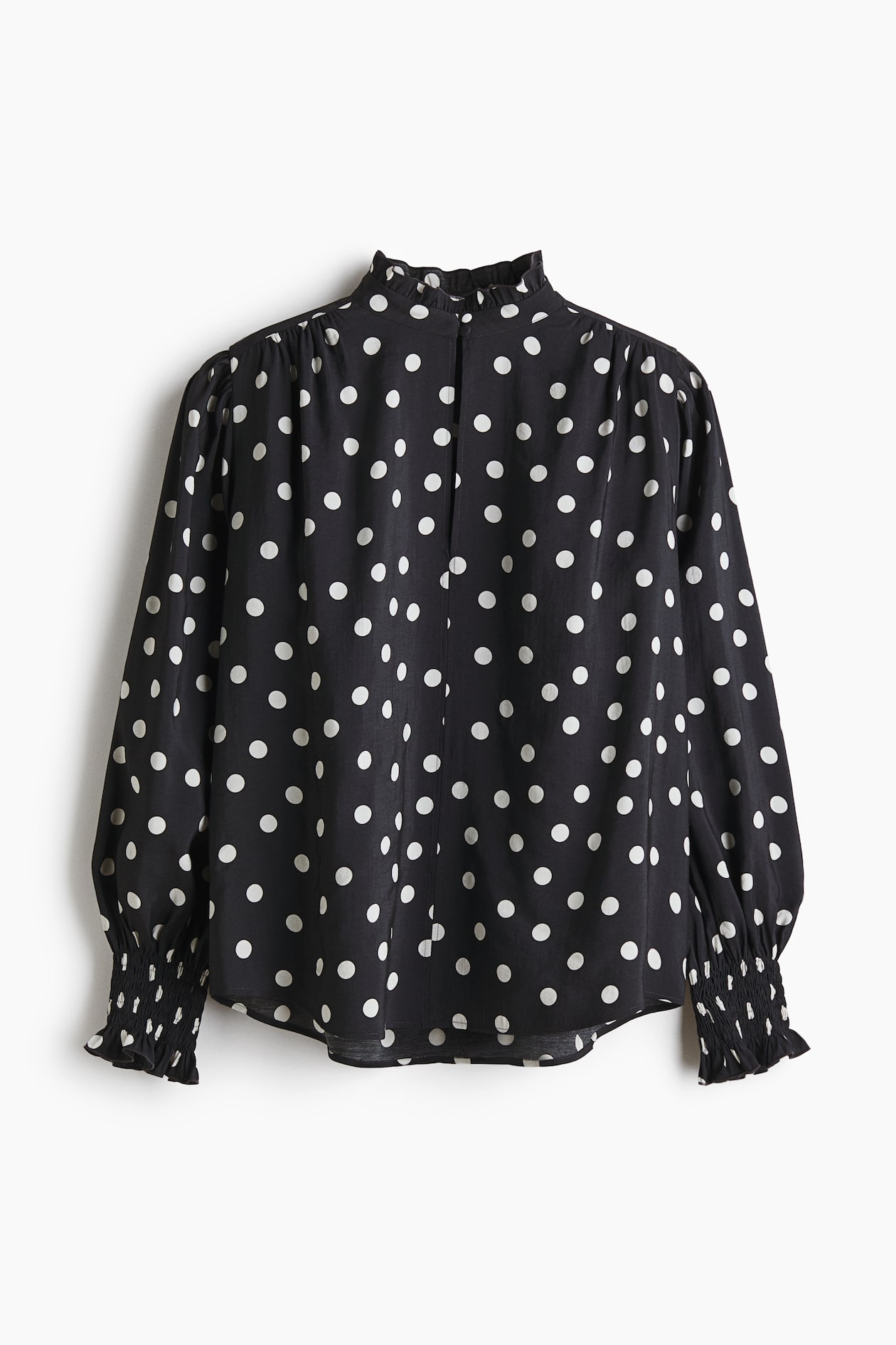 Oversized blus med volangkanter - Svart/Prickig - DAM | H&M SE