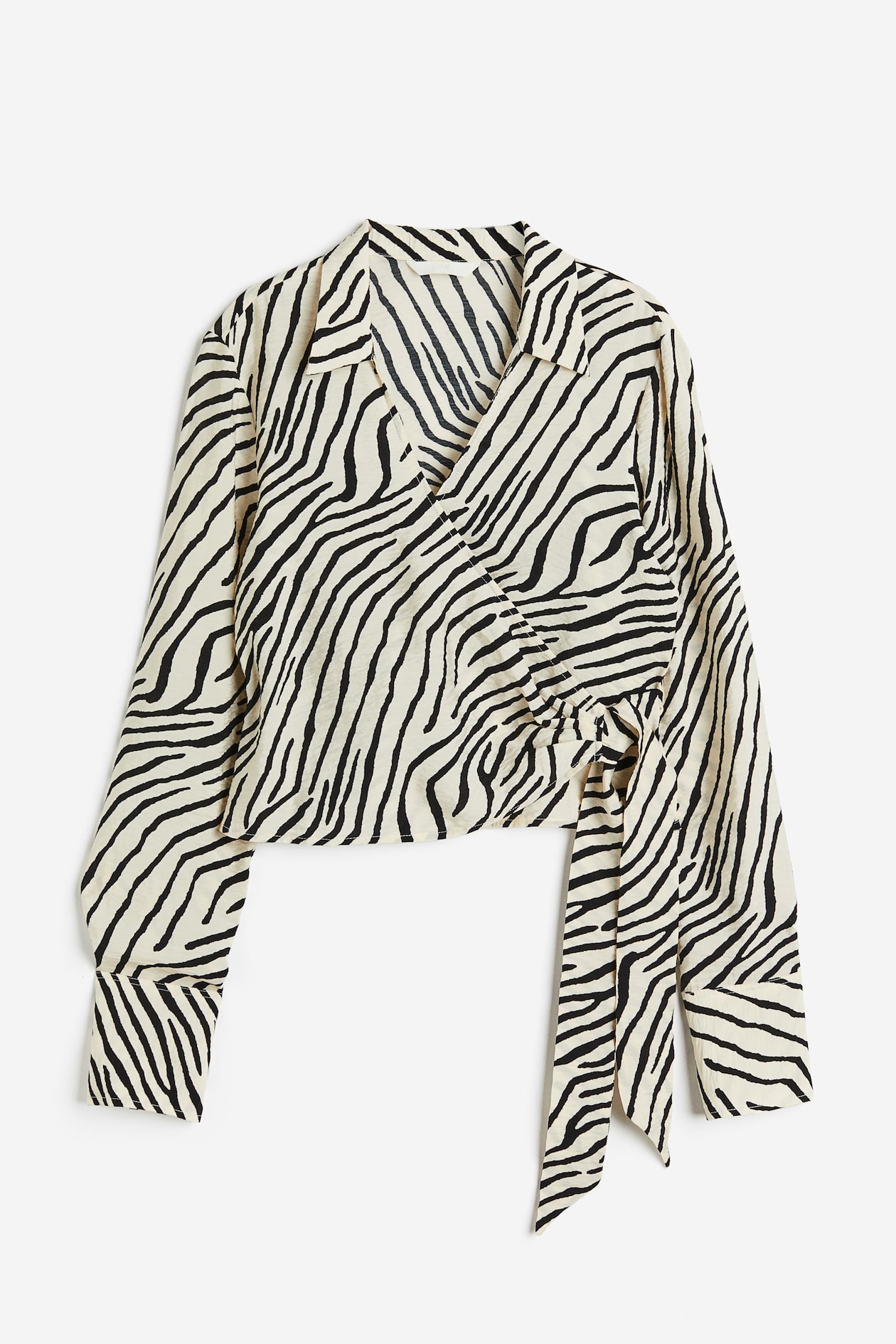 Wrapover Crop Blouse - Light beige/zebra print - Ladies | H&M US