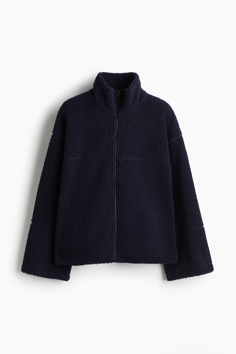 Women's Navy blue Half-Zip Teddy Fleece Jacket | H&M US
