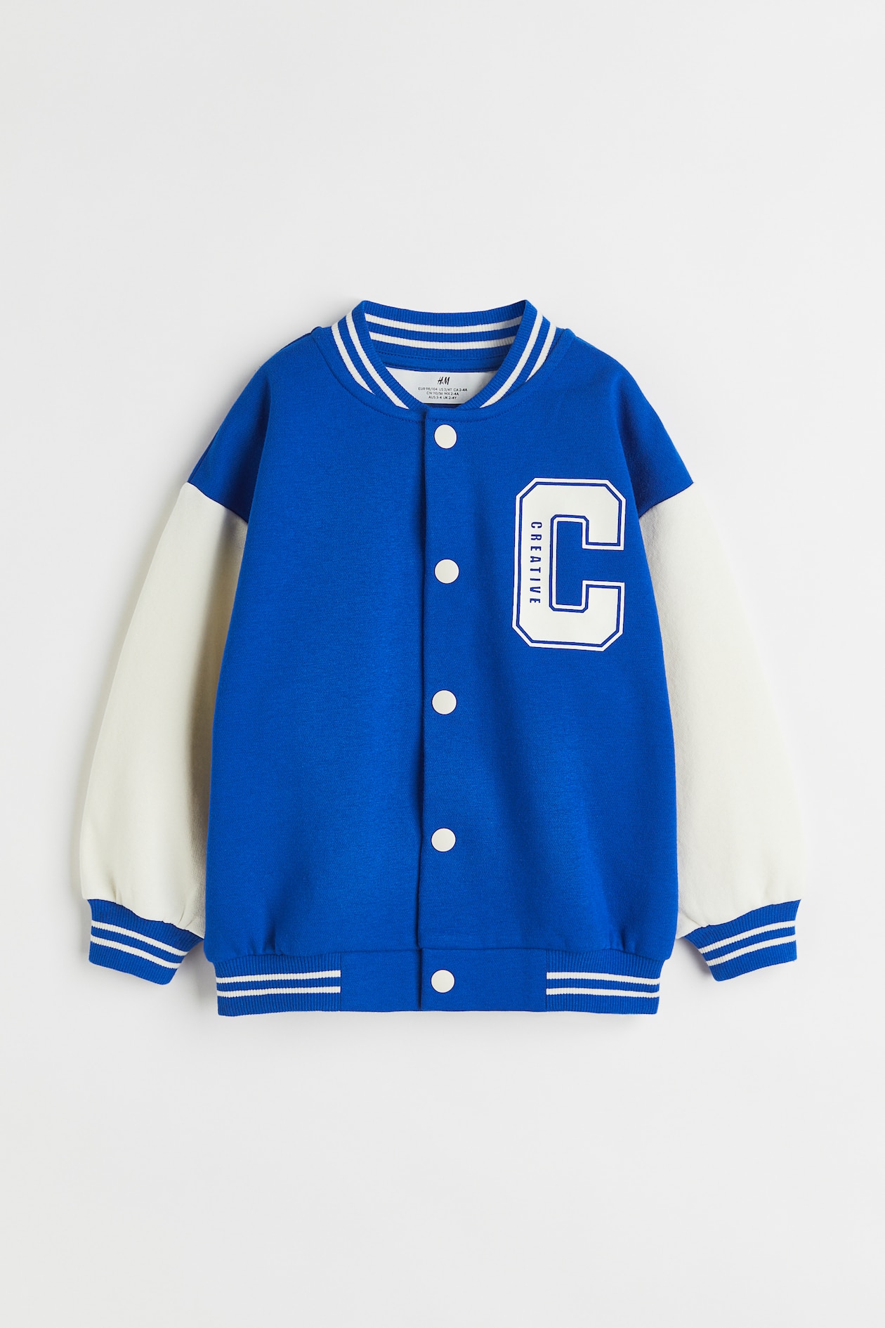 Oversized Baseballjacke mit Print - Langarm - Normale Länge - Blau/Weiß - Kids | H&M AT