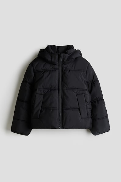Black Hooded Puffer Jacket for kids | H&M US