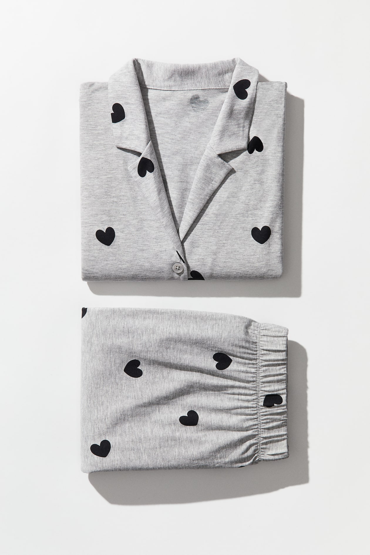Pyjama met dessin - Lichtgrijs gemêleerd/hartjes - DAMES | H&M NL
