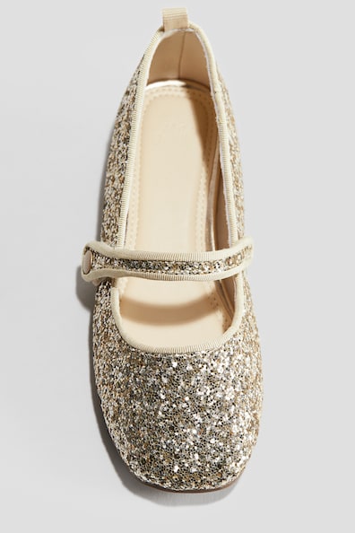 Glittriga ballerinaskor - Guld - BARN | H&M SE