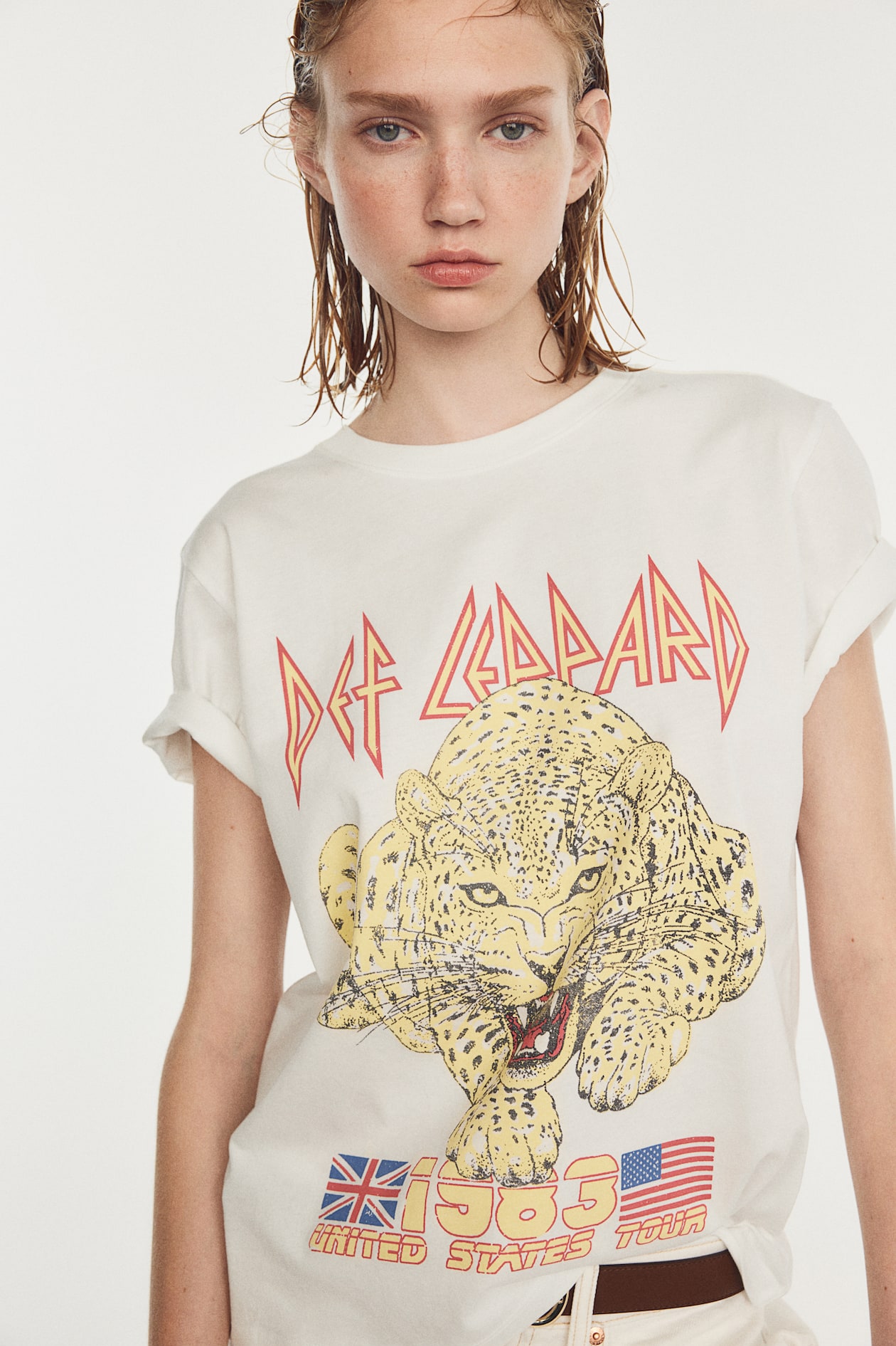 T-shirt with Motif - White/Def Leppard - Ladies | H&M US