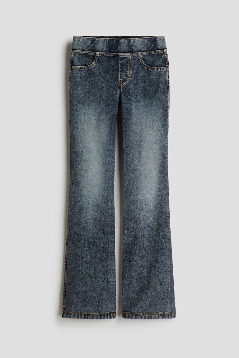 Denim-Look Flared Jeggings - Washed denim blue - Kids | H&M US