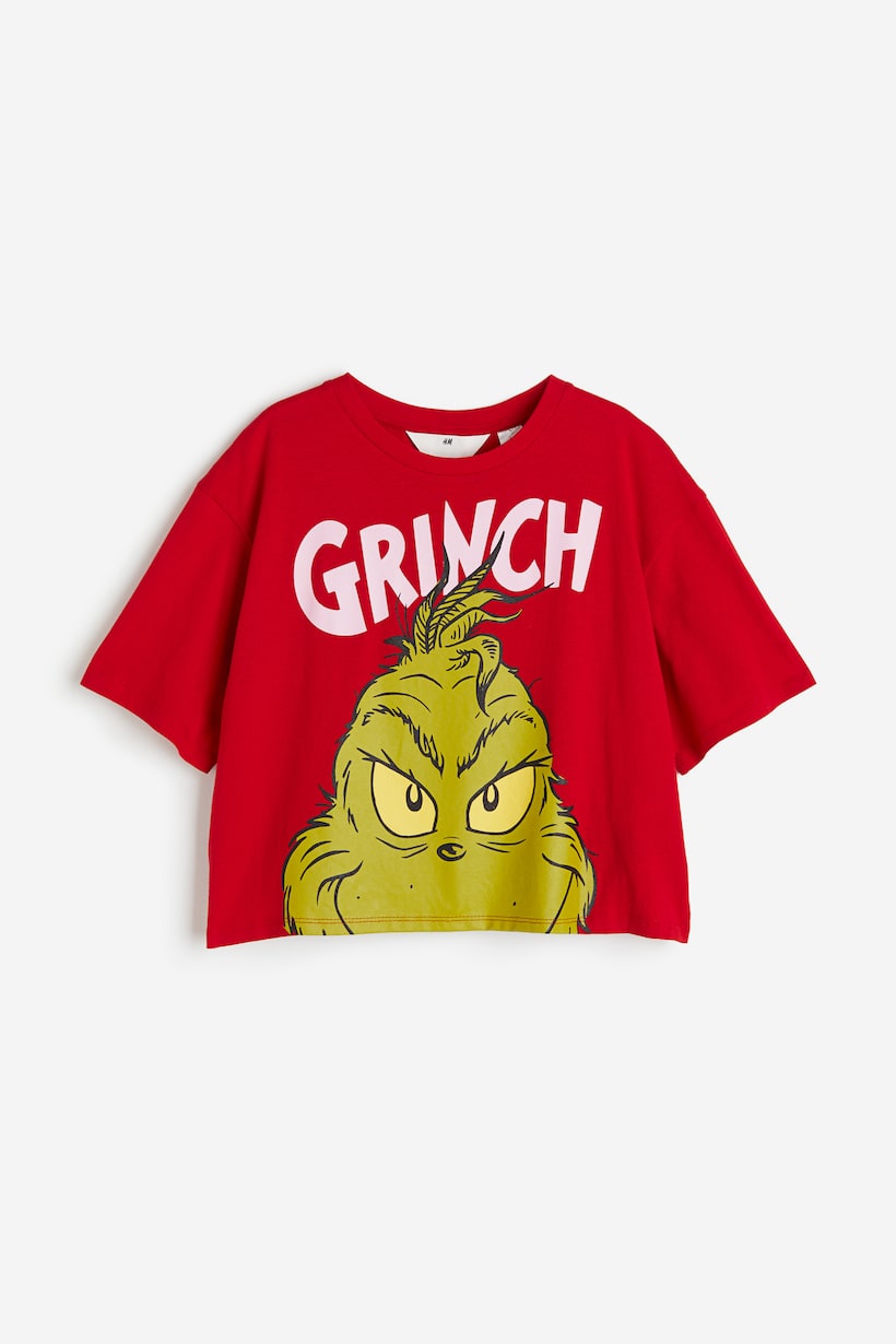 Oversized Printed T-shirt - Red/The Grinch - Kids | H&M US
