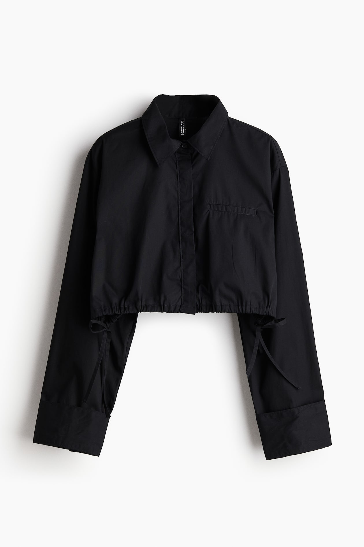 Women's Black Cropped drawstring-detail shirt | H&M IN