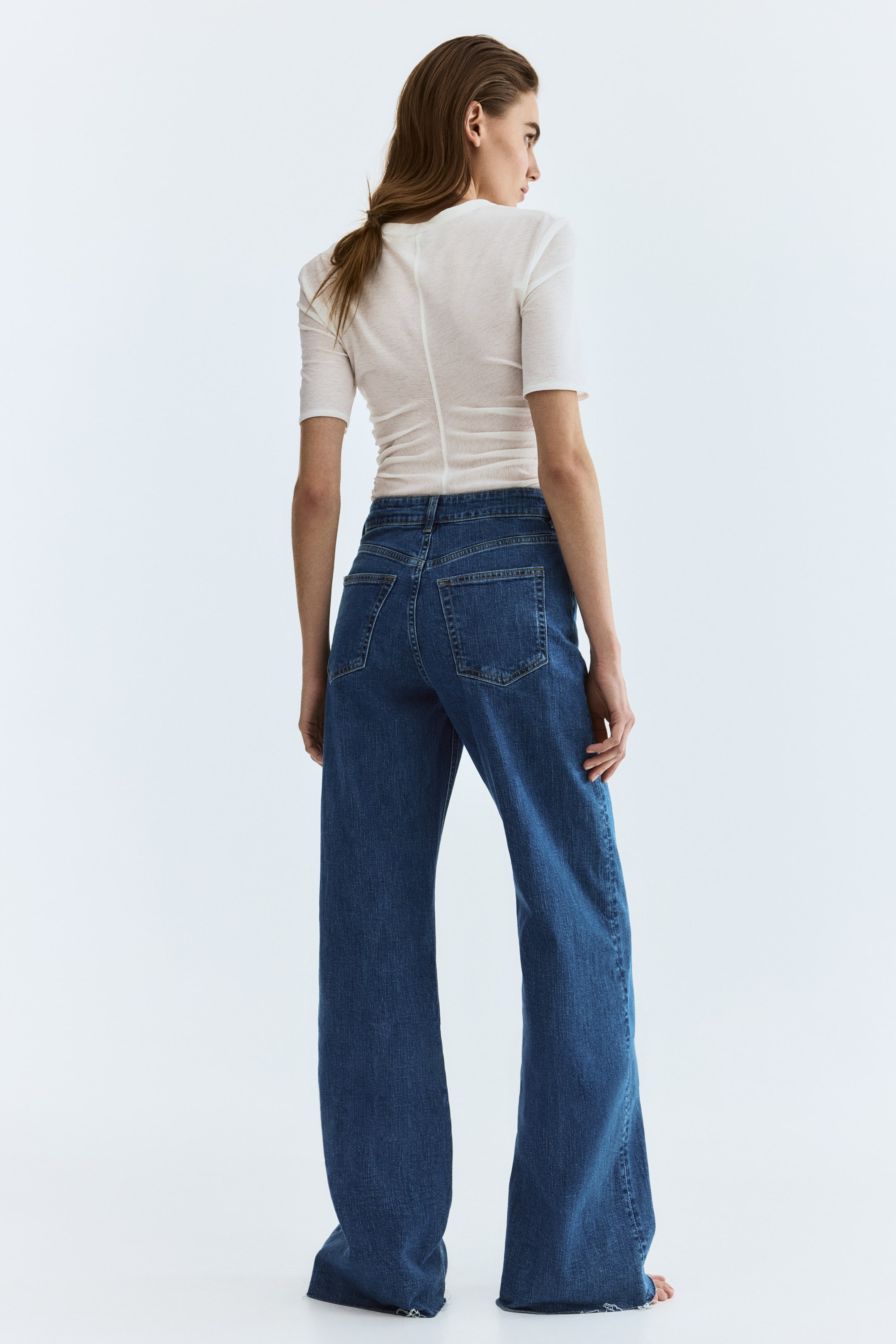 Women's Washed denim blue Harper High Rise Wide Leg Jeans | H&M US