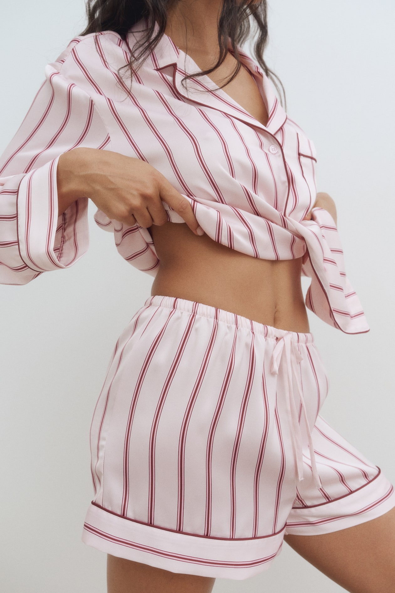 Satin Pajamas - Light pink/striped - Ladies | H&M US