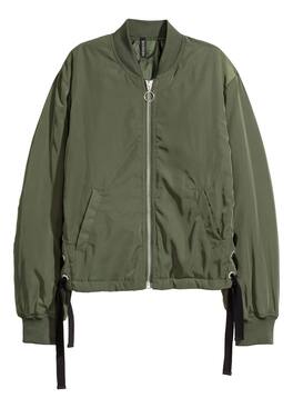 Bomber Jacket with Lacing - Khaki green - Ladies | H&M US