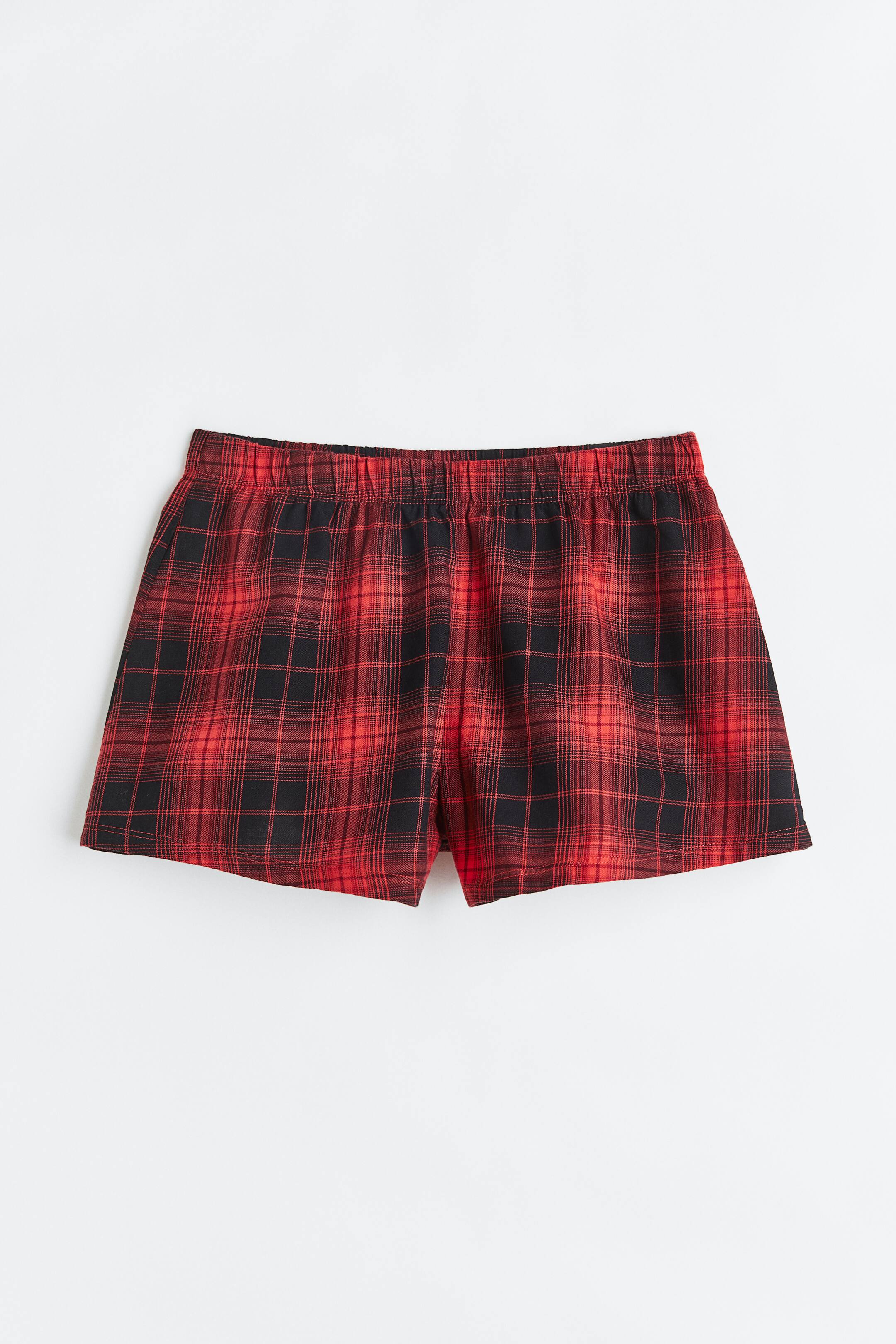 Pajama Shorts - Red/Black checked - Ladies | H&M CA