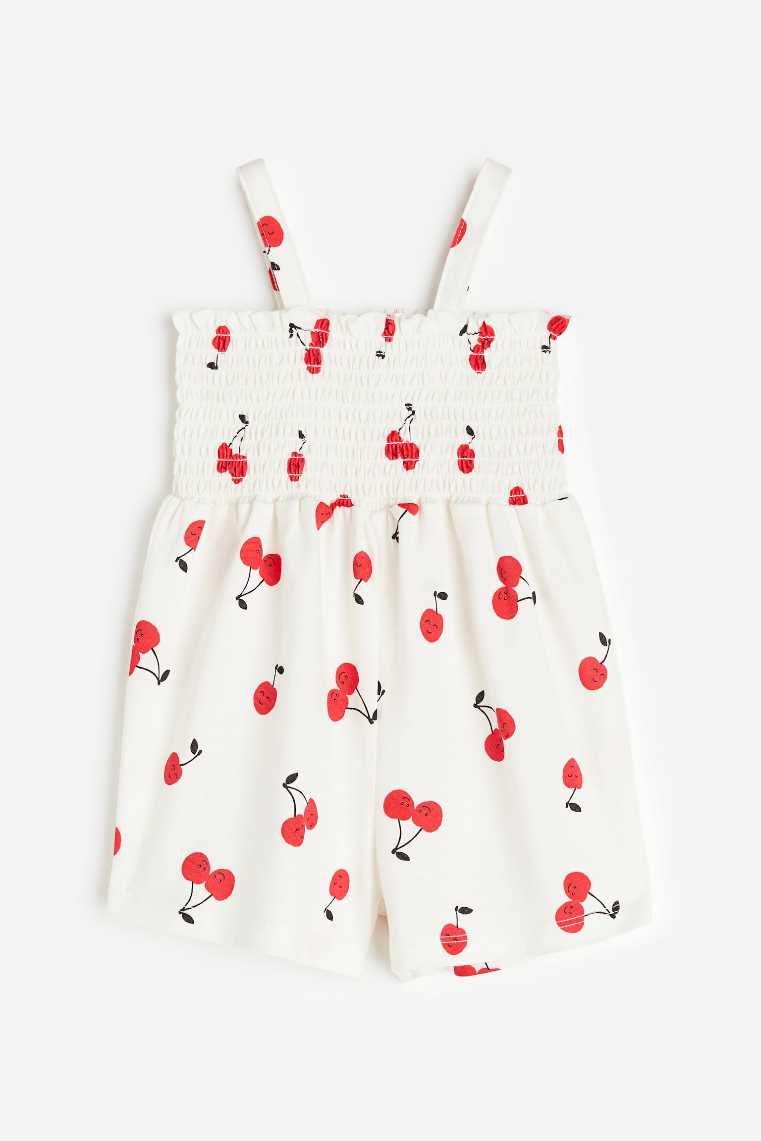 Smocked romper suit - White/Cherries - Kids | H&M