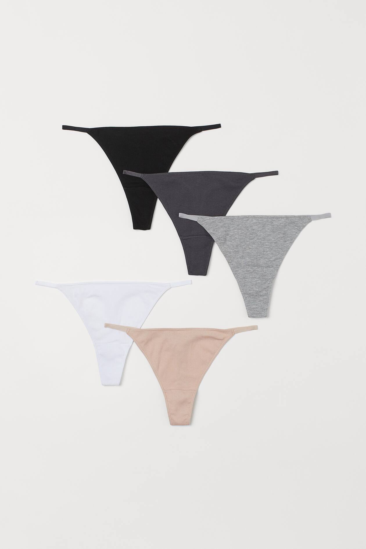 5-pack trosa thong i bomull - Svart/Vit - DAM | H&M SE