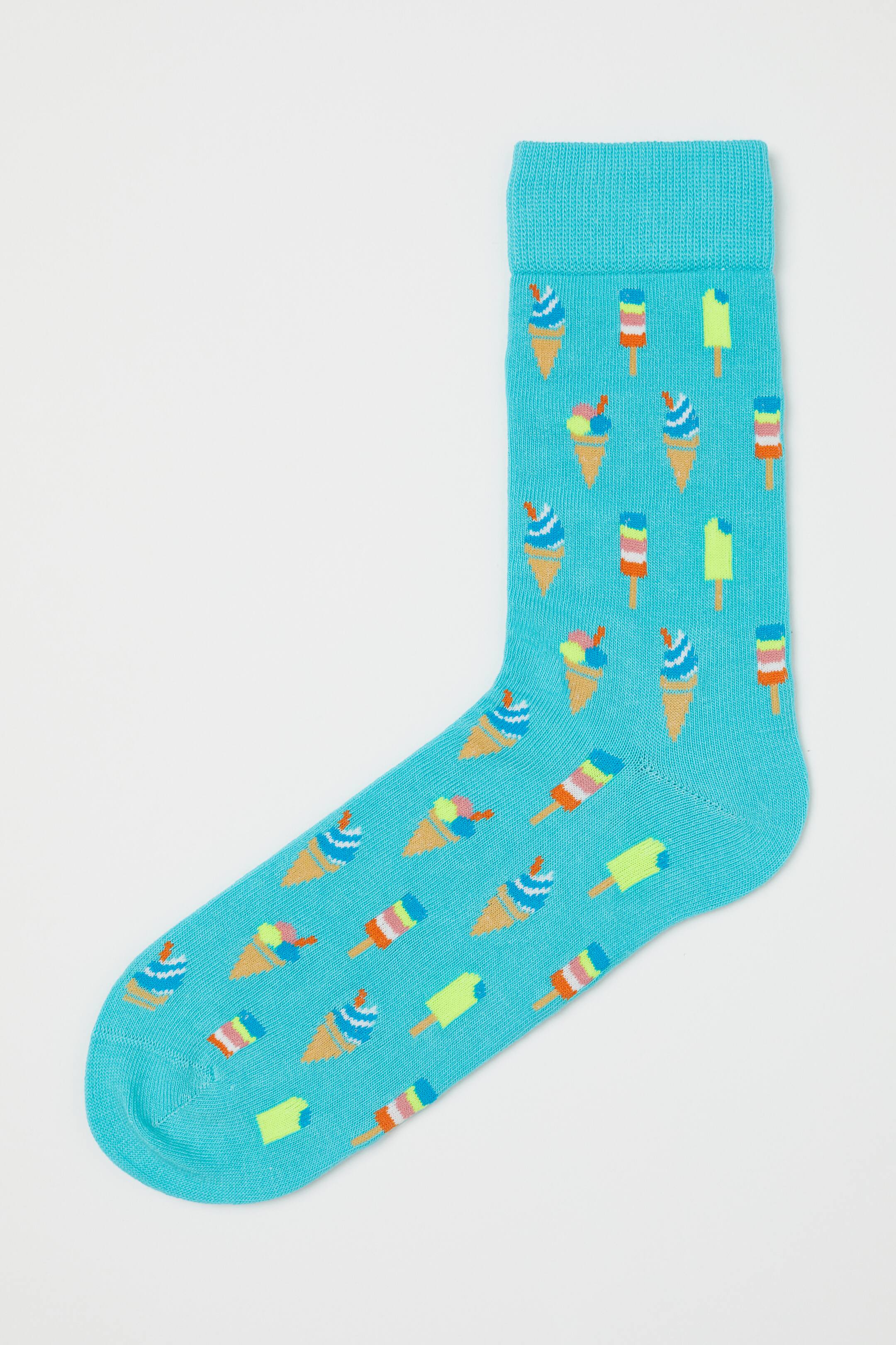 Patterned socks - Turquoise/Ice creams - Men | H&M GB