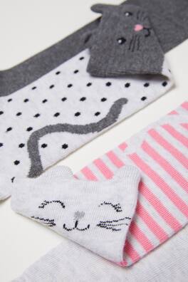 4-pack knee socks - Grey marl/Cat - Kids | H&M GB