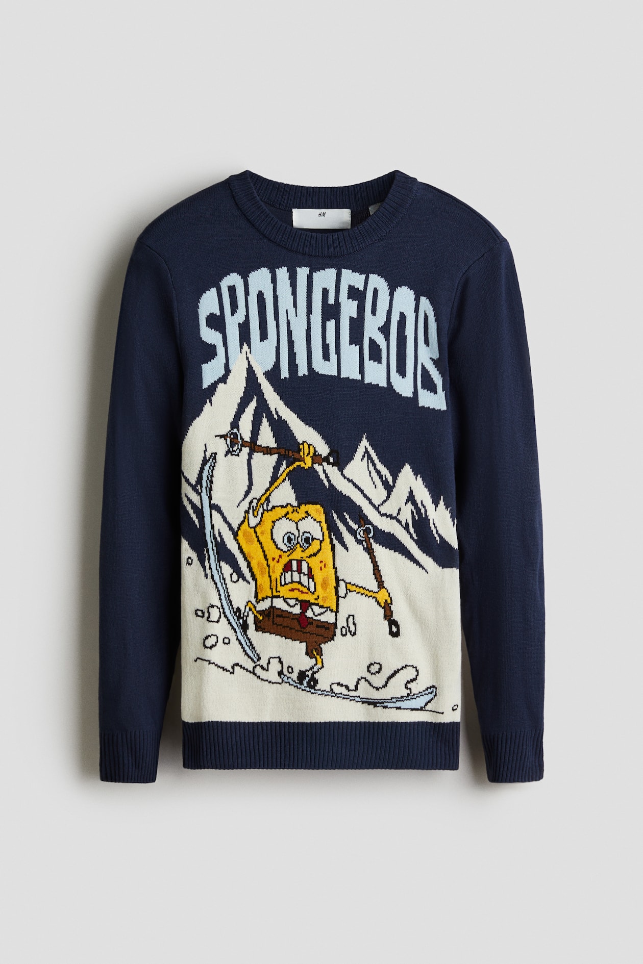 Navy blue/SpongeBob Jacquard-Knit Sweater for kids | H&M CA