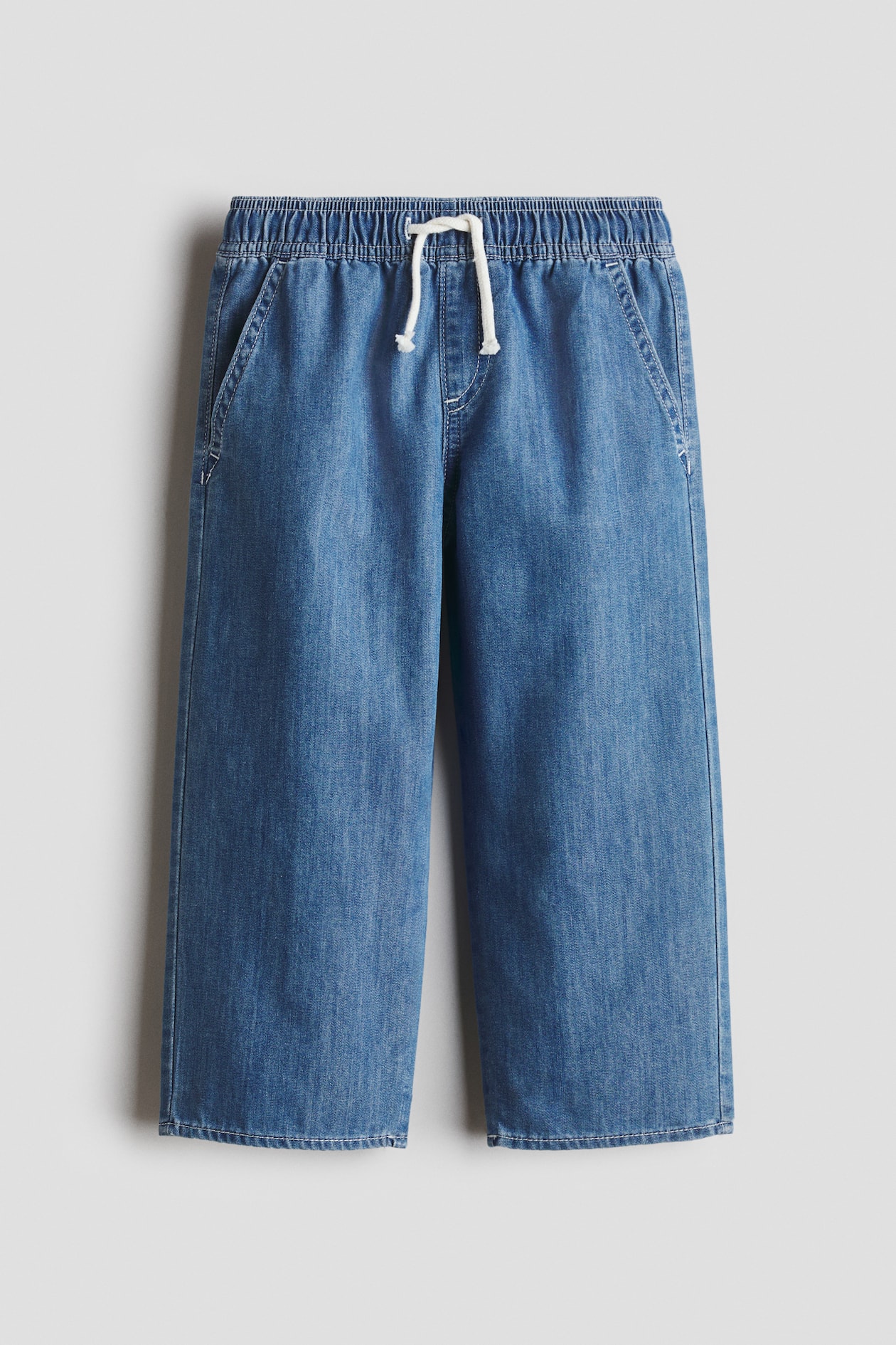 Denim blue Straight-Cut Denim Joggers for kids | H&M US