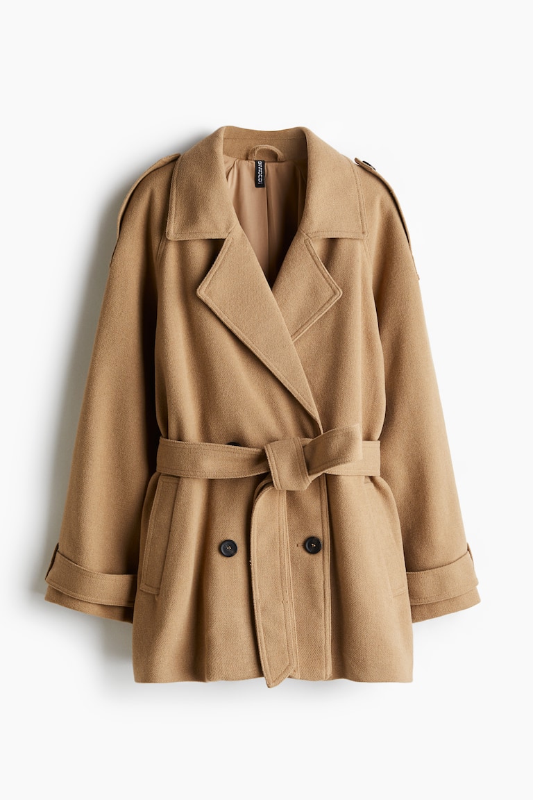 Short felted pea coat - Beige - Ladies | H&M US