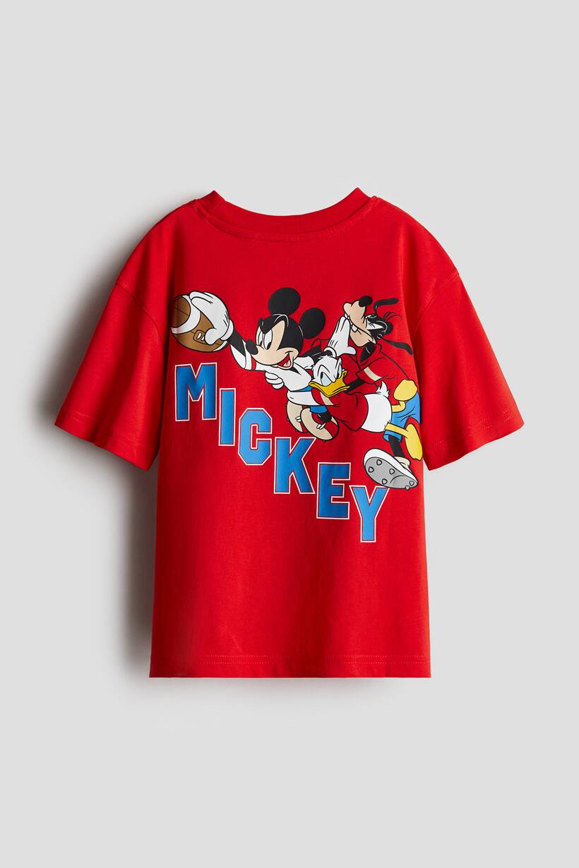 Oversized Printed T-Shirt - Bright red/Mickey Mouse - Kids | H&M US