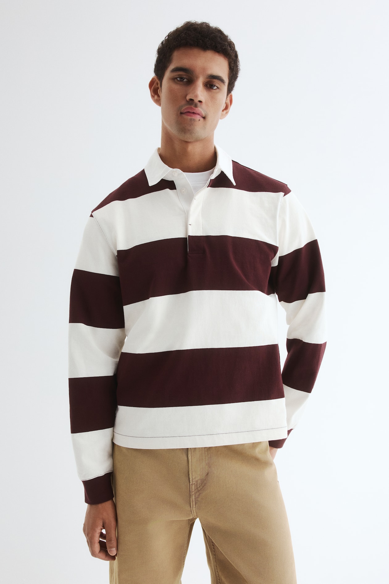 Men’s Burgundy/striped Regular-Fit Cotton Rugby Shirt | H&M CA