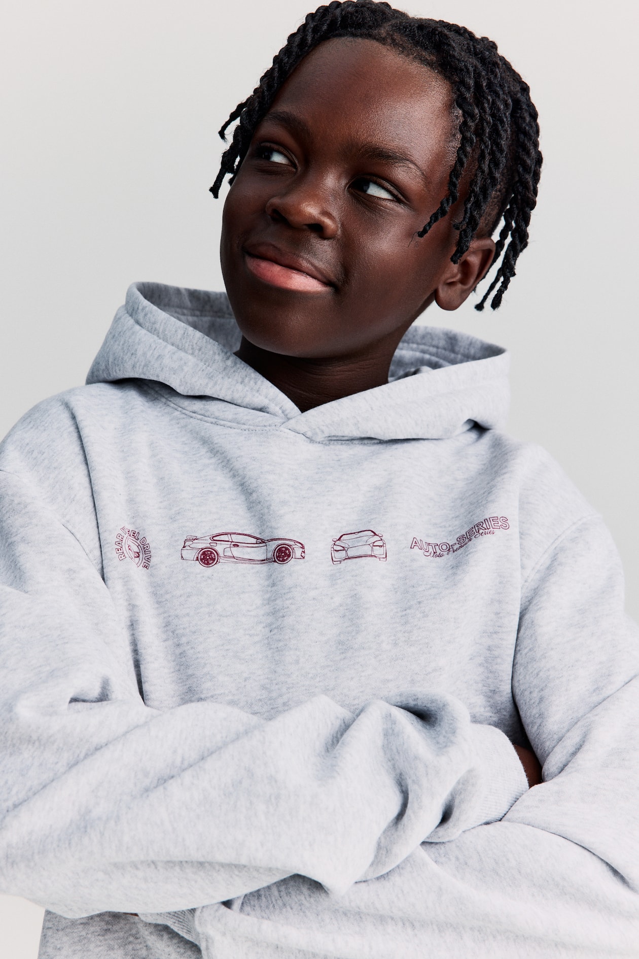 Hoodie - Grey marl/Cars - Kids | H&M GB