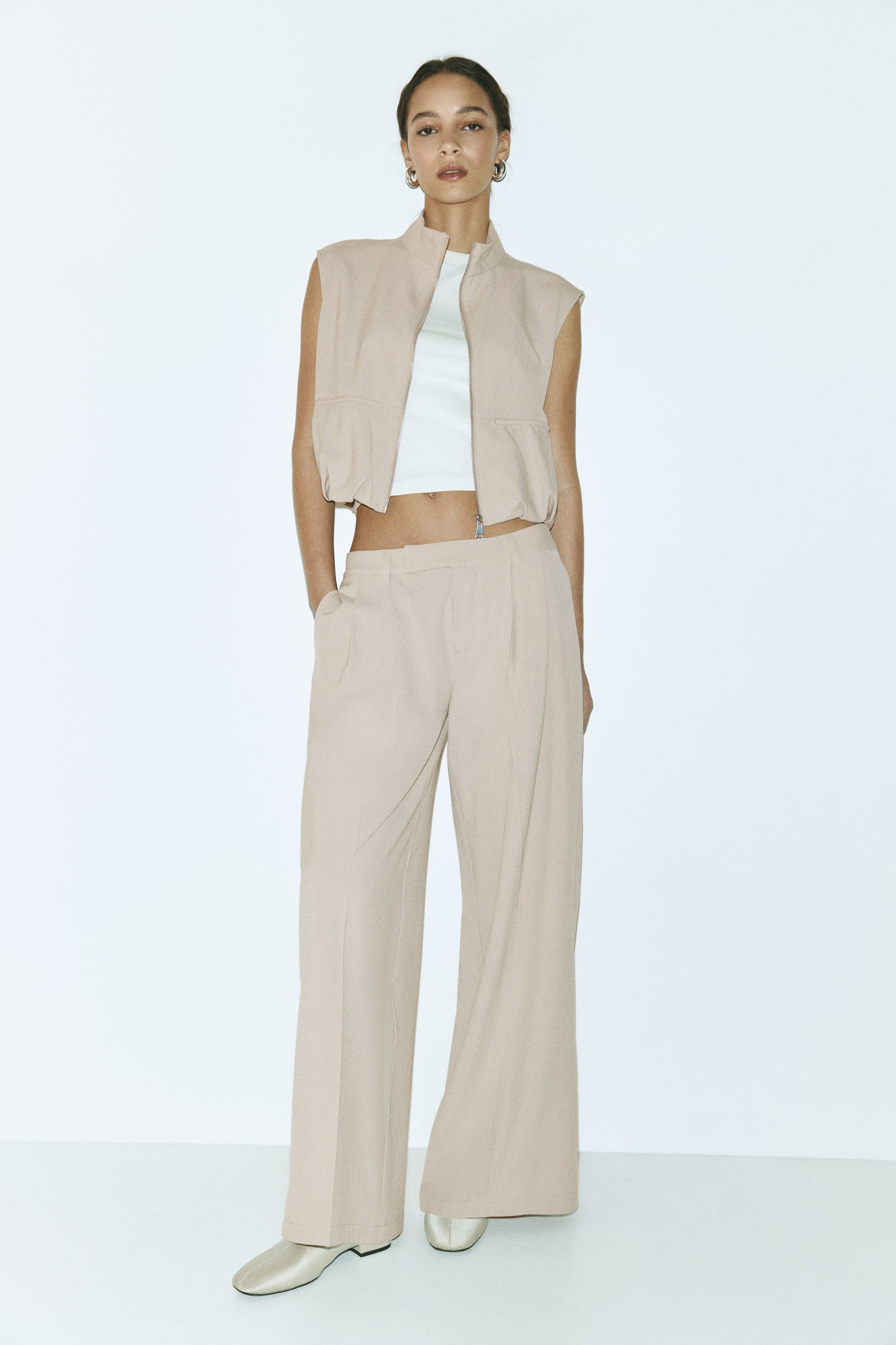 Wide-Leg Dress Pants - Light beige | H&M CA
