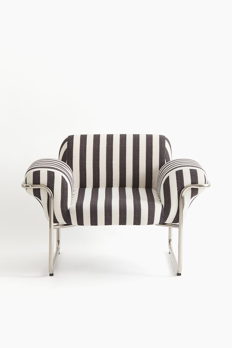 Black/white striped Metal-Framed Lounge Chair at H&M Home | H&M US