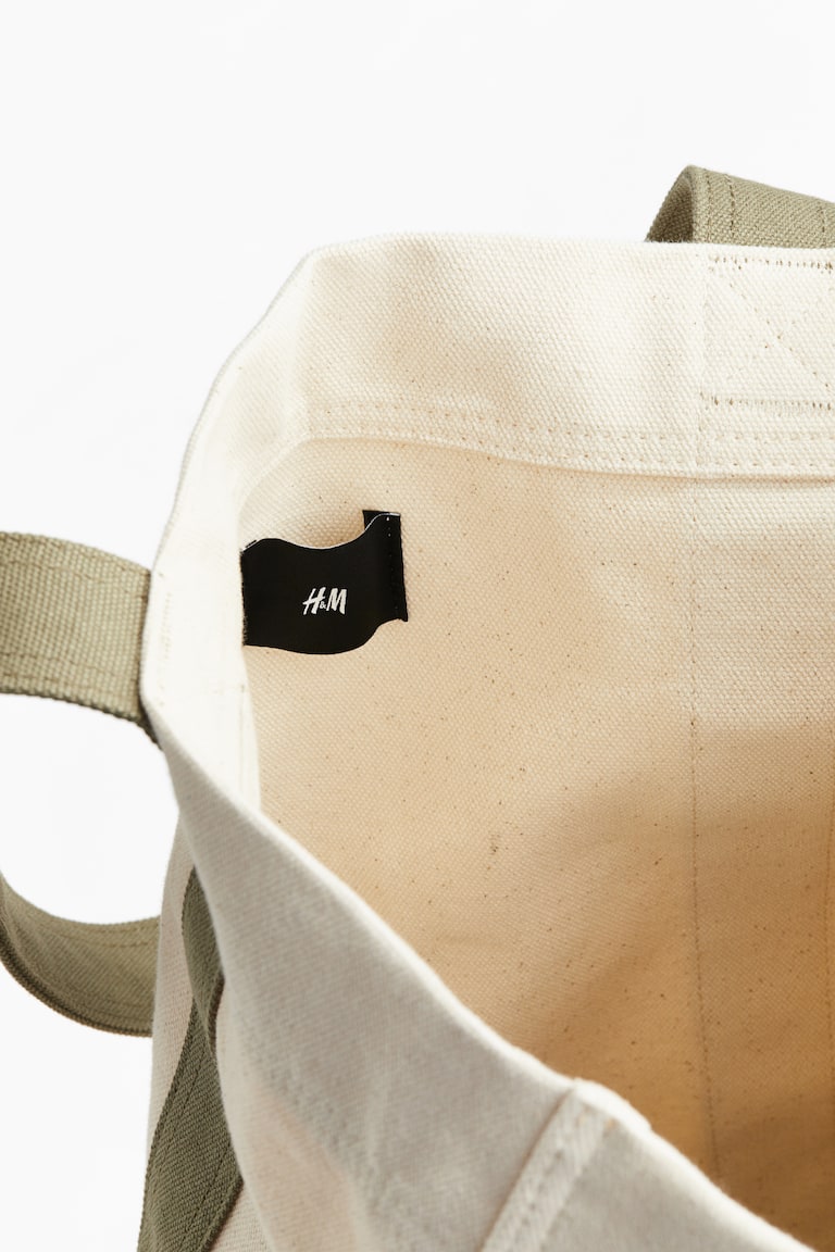 Canvas Tote Bag - Natural white/khaki green - Men | H&M US