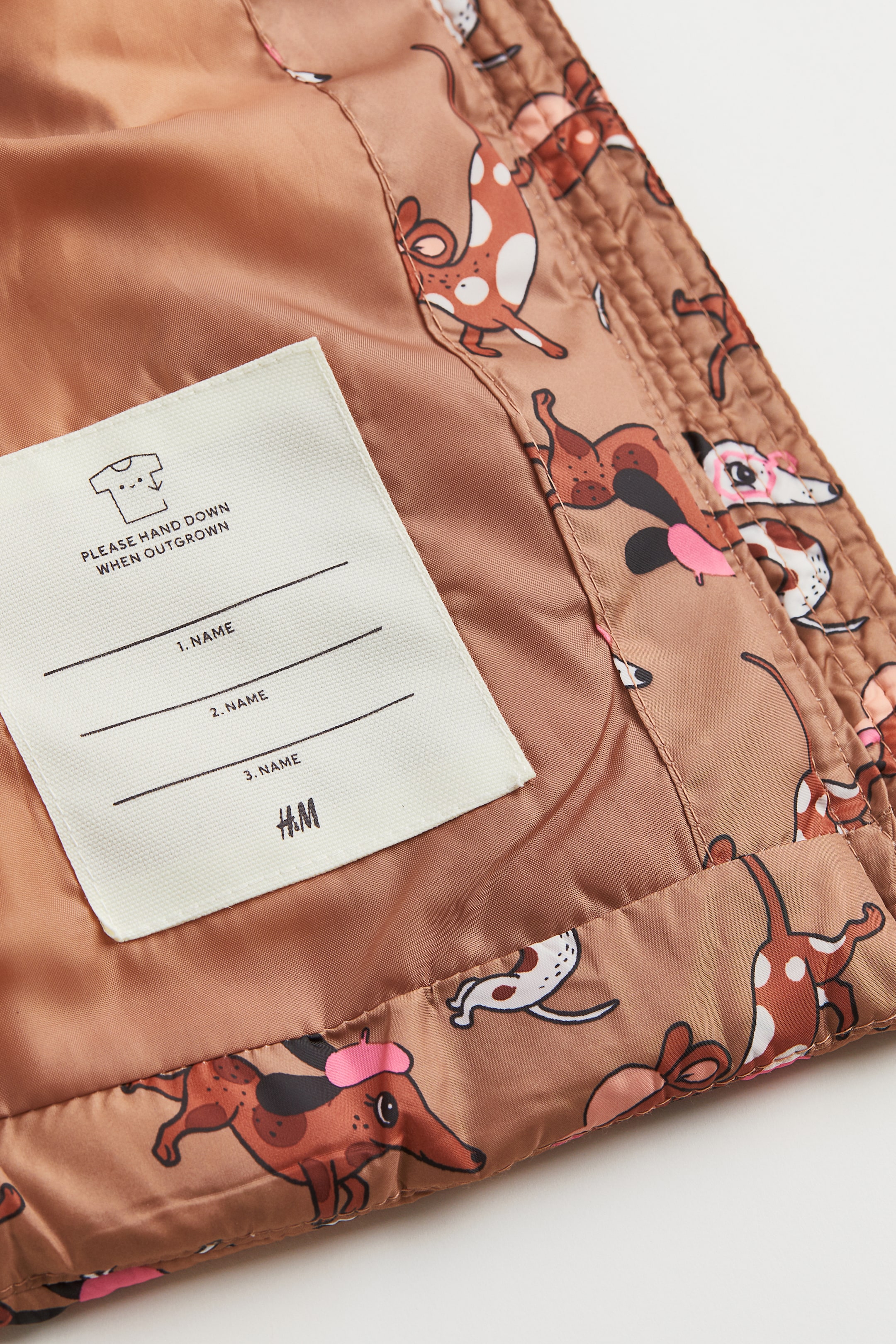 Hooded Puffer Vest - Beige pink/Dogs - Kids | H&M AU