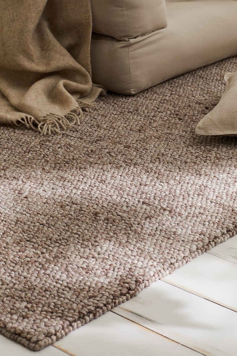 Textured-weave wool-blend rug - Brown marl - Home All | H&M GB
