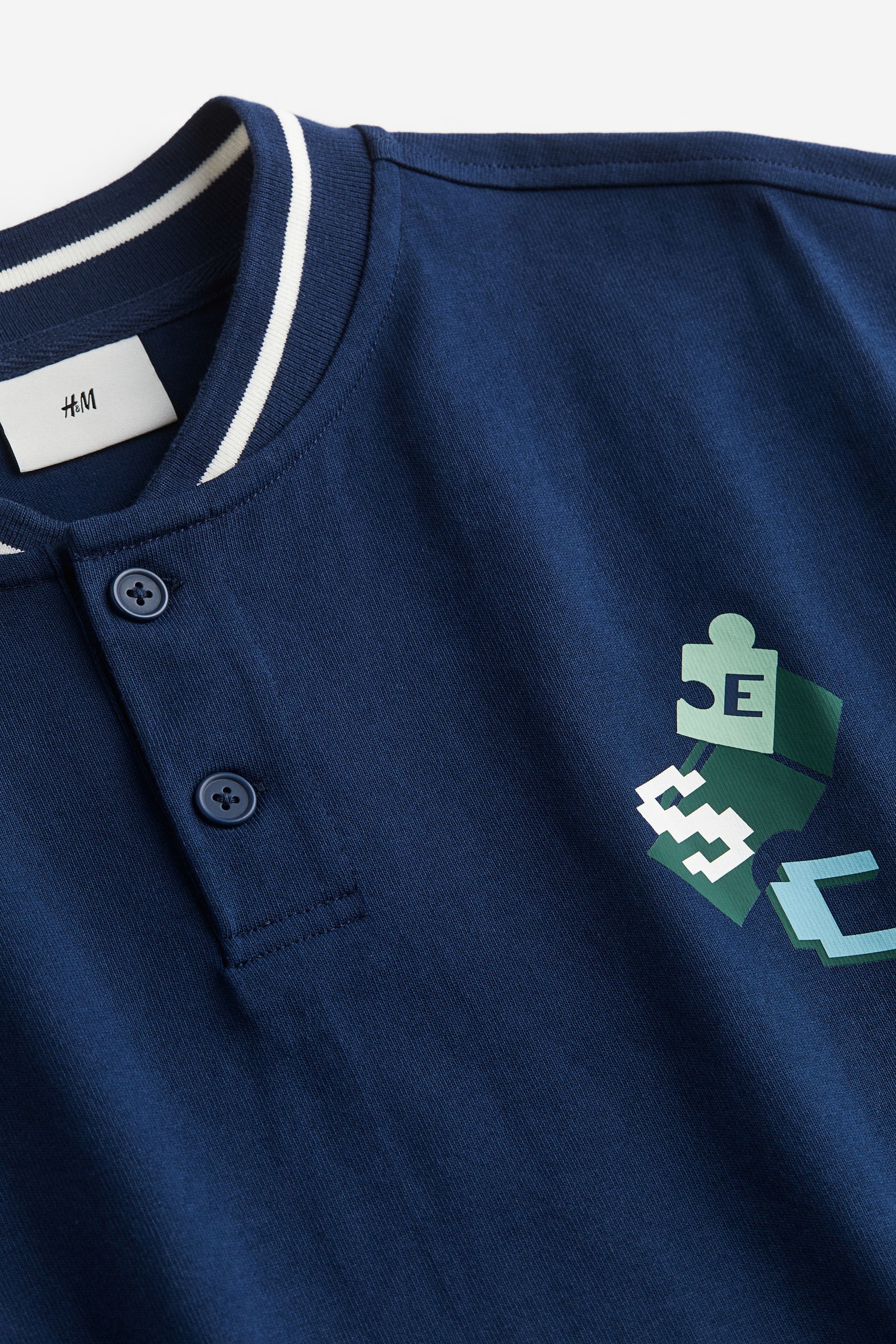 Loose Fit 버튼 플래킷 티셔츠 - 다크 블루 - Men | H&M KR