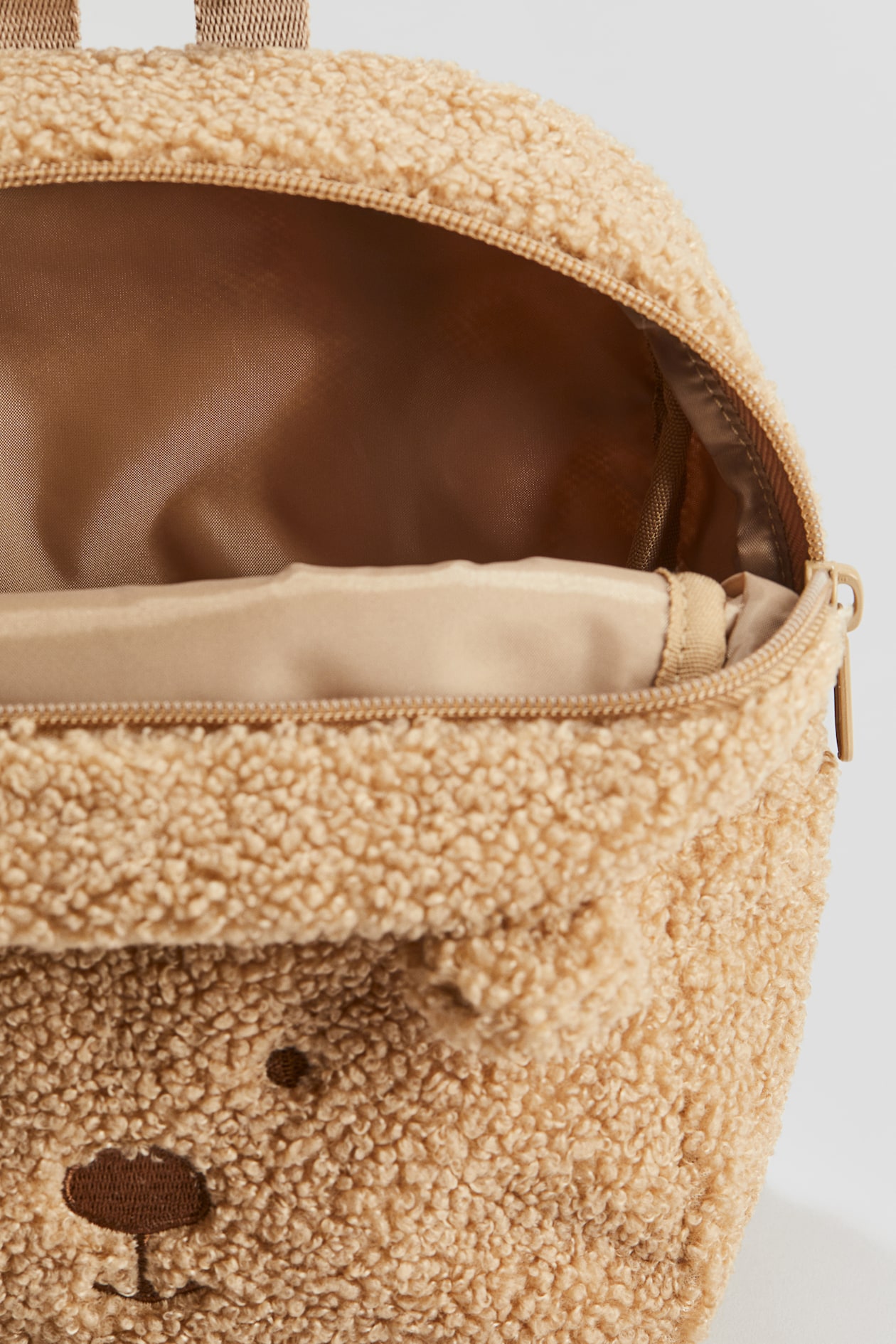 Appliquéd Teddy Fleece Backpack - Beige - Kids | H&M US