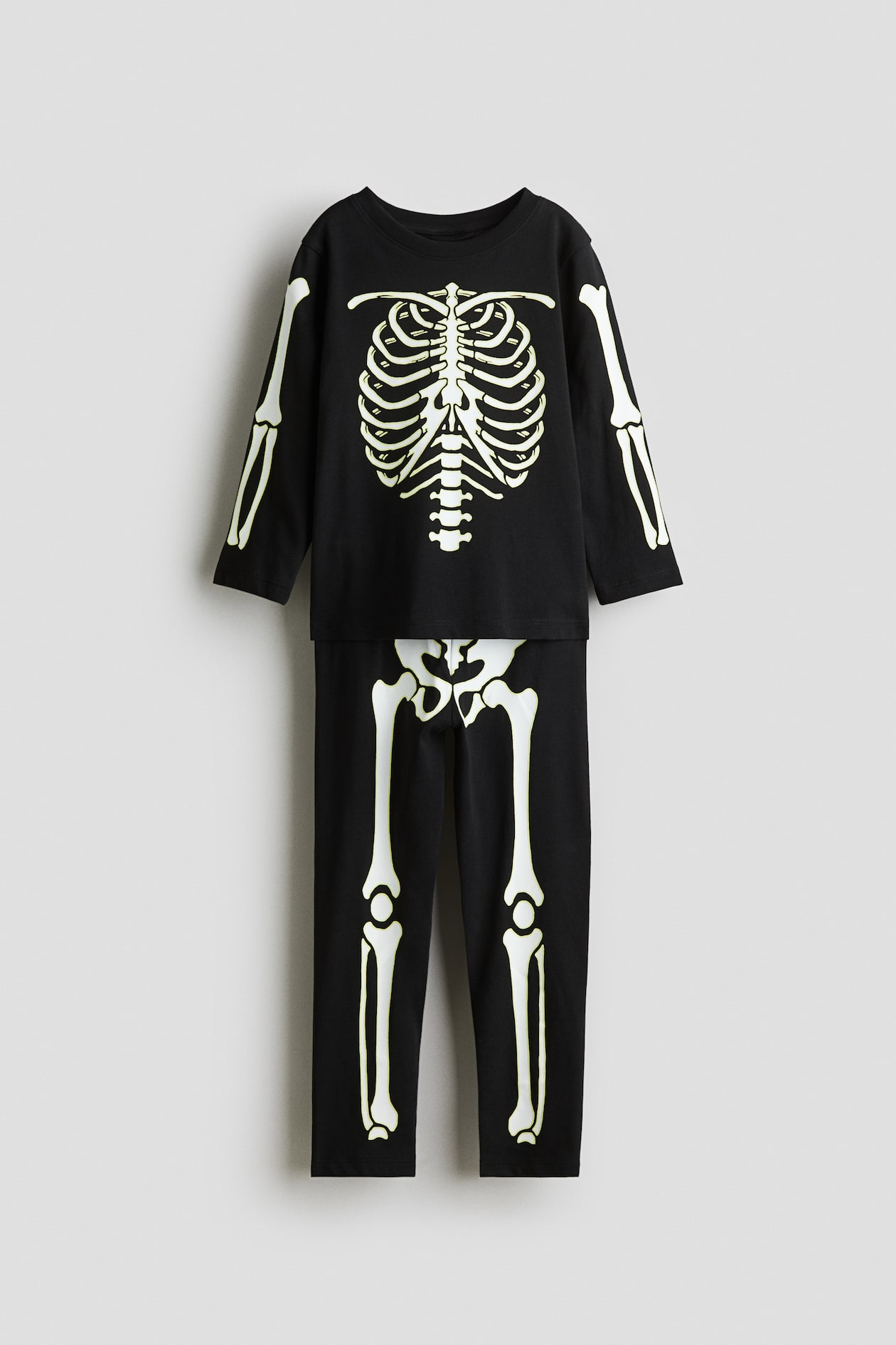 Black/Skeleton Printed cotton pyjamas for kids | H&M IN