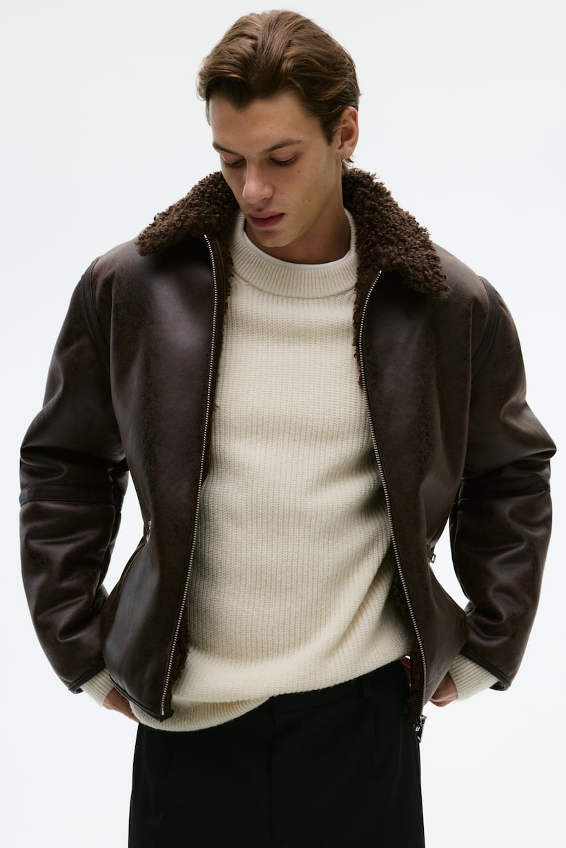 Chamarra con forro de peluche - Café oscuro - Men | H&M MX