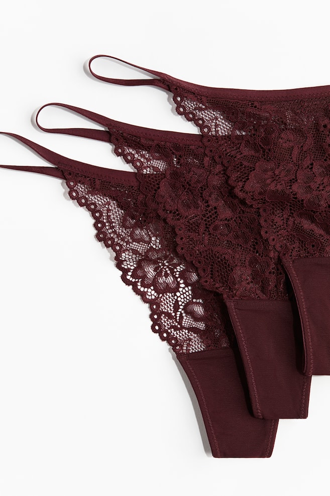 3-pack Panties thong de encaje - Borgoña - Ladies | H&M MX