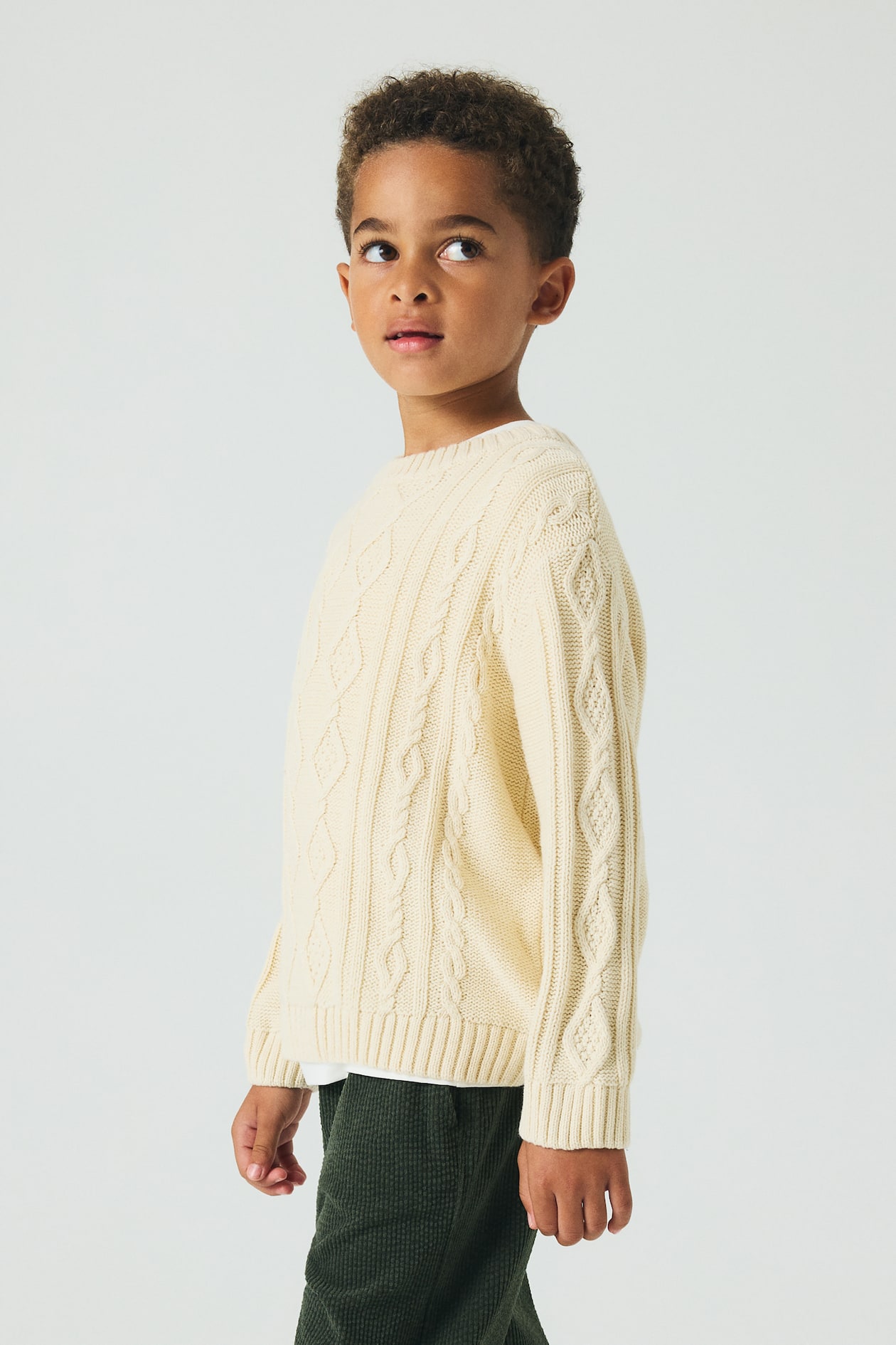 Light beige Cable-Knit Sweater for kids | H&M US