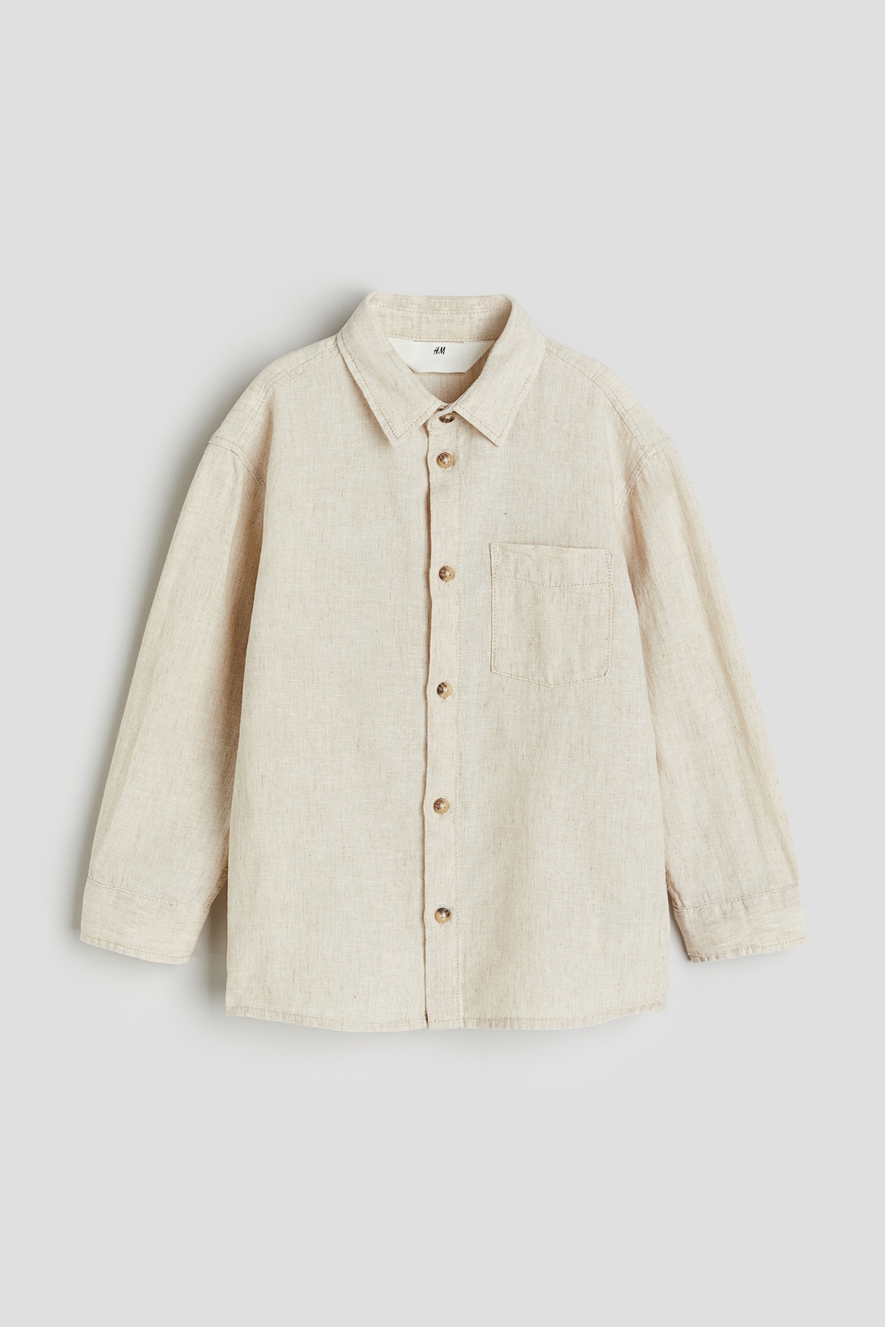 Light beige Linen-blend shirt for kids | H&M SG