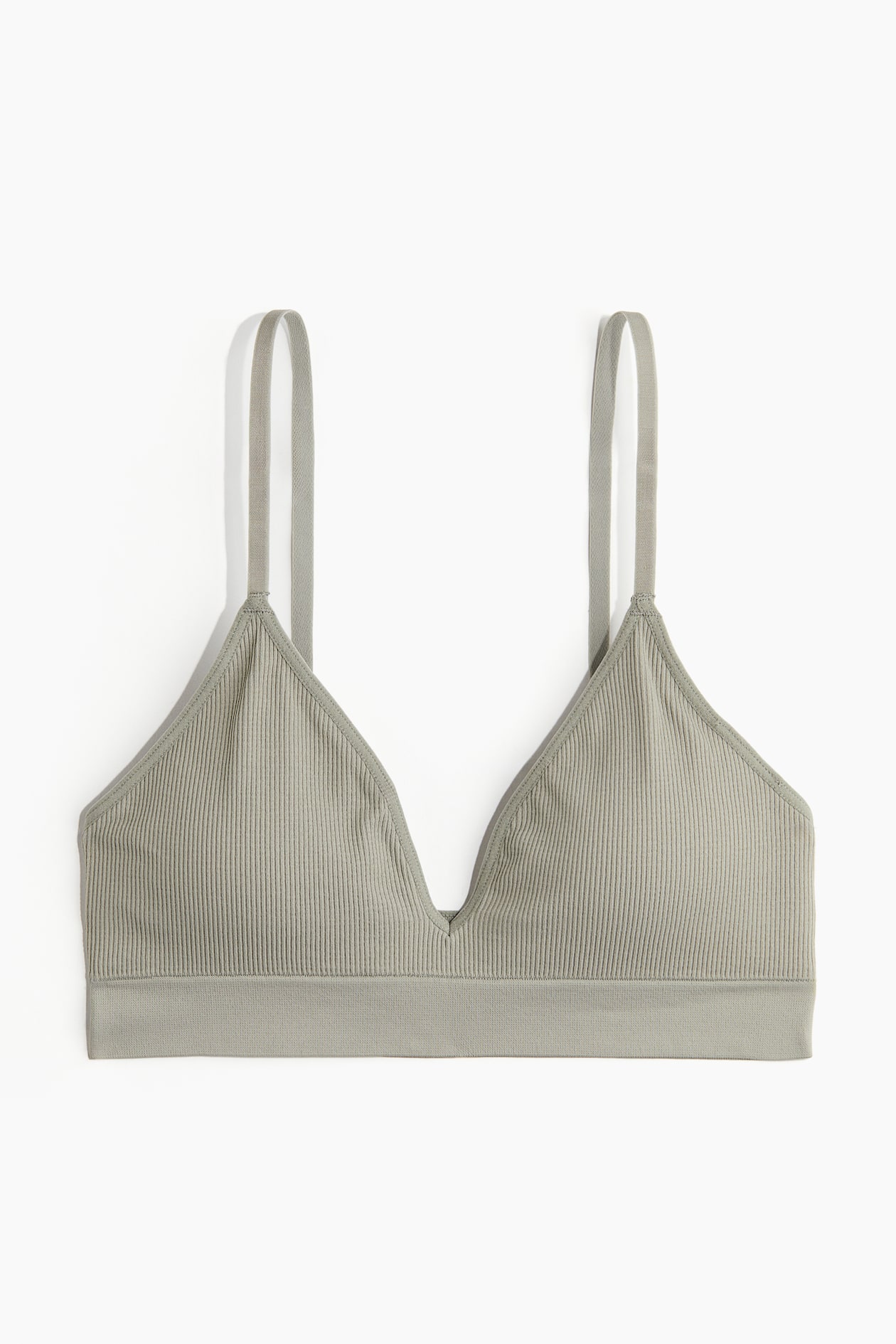 Soft Padded Seamless Bra - Light khaki green - Ladies | H&M AU
