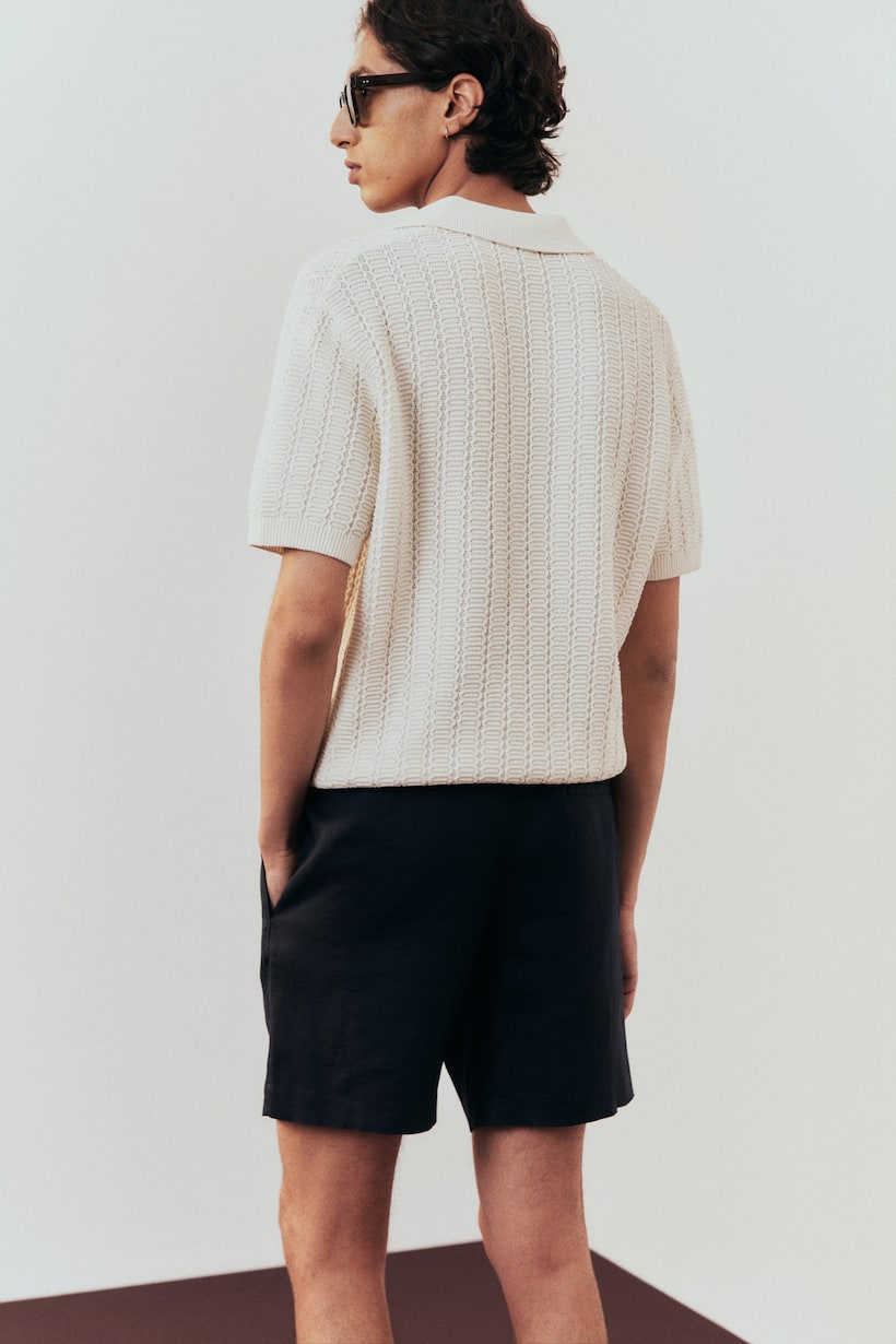 Regular-Fit Linen Shorts - Navy blue - Men | H&M US