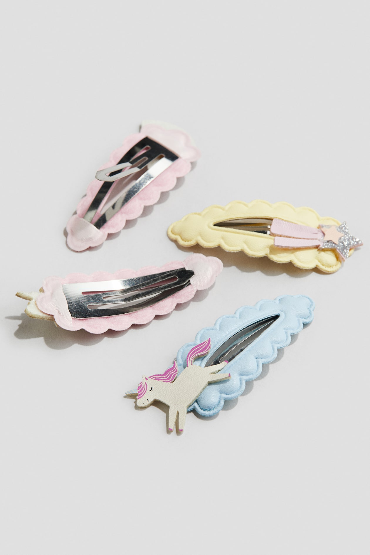 Light pink/Unicorns 4-pack hair clips for kids | H&M IN