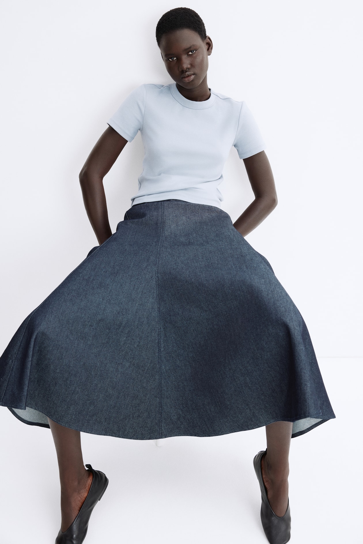 T-shirt ajusté en coton - Gris-bleu - FEMME | H&M FR